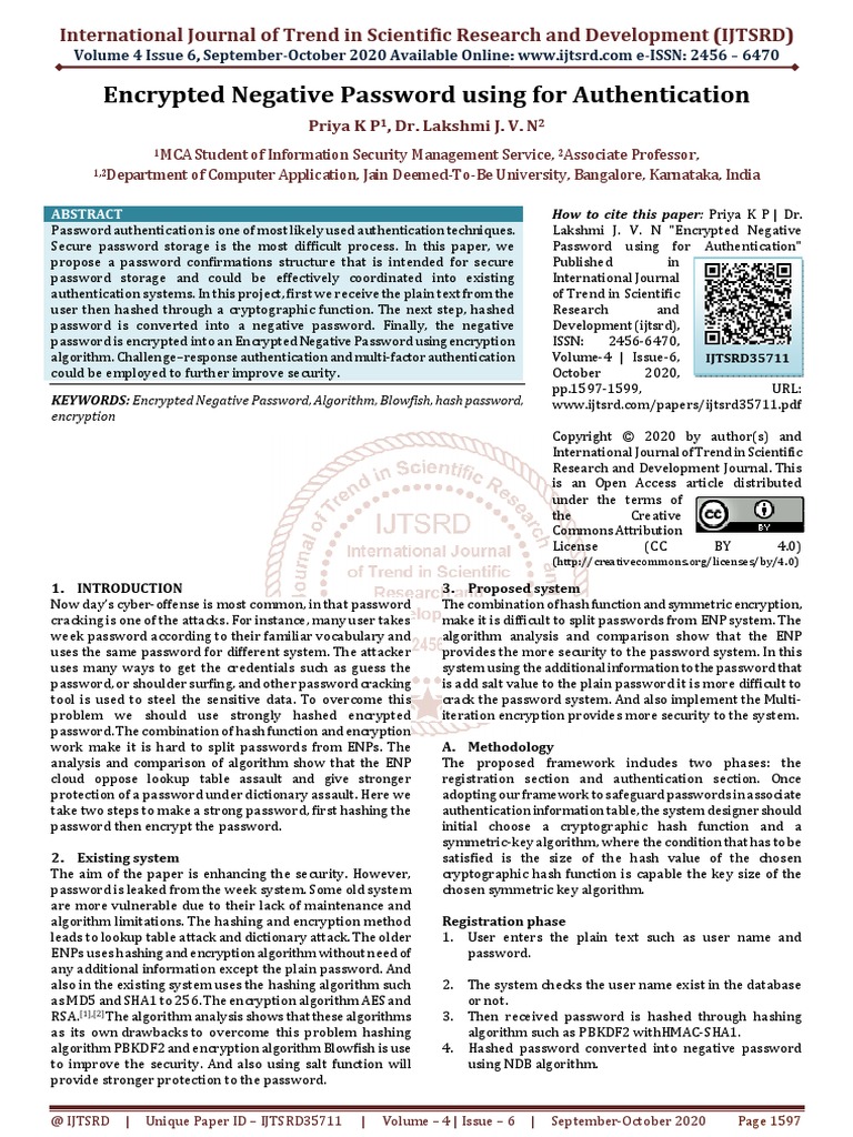 Encrypted Negative Password Using For Authentication | PDF | Password | Cryptography