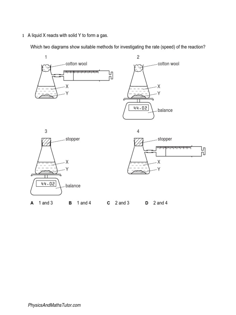 Rate of Reaction (Multiple Choice) QP PDF | PDF | Reaction Rate ...