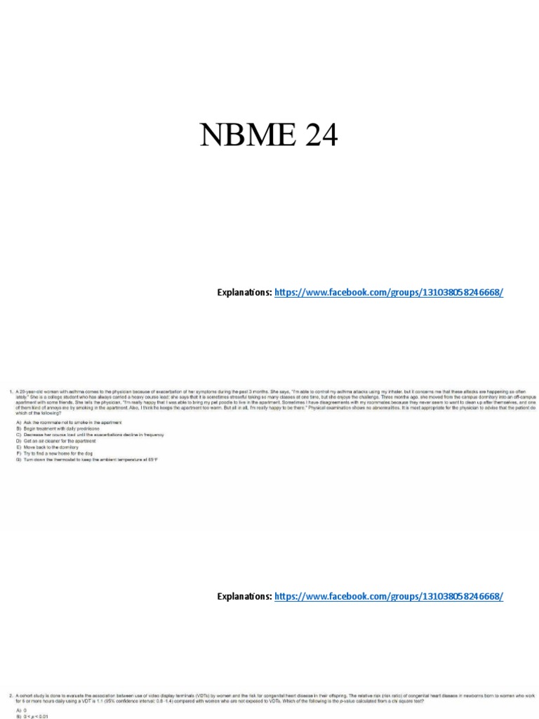 NBME 24 BLOCK 1-4 (No Answers Version) | PDF