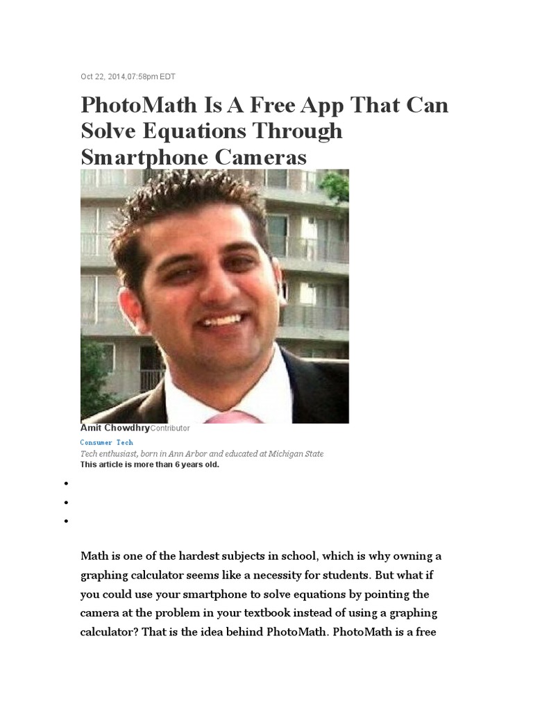 PhotoMath App: Solve Equations Instantly | PDF