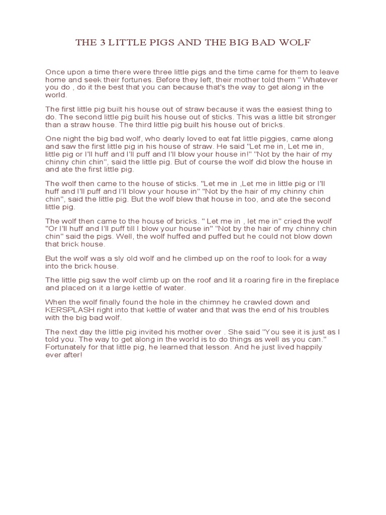 The 3 Little Pigs and The Big Bad Wolf | PDF