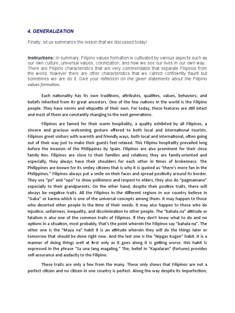 Generalization: Values Formation | PDF | Psychological Concepts | Behavioural Sciences