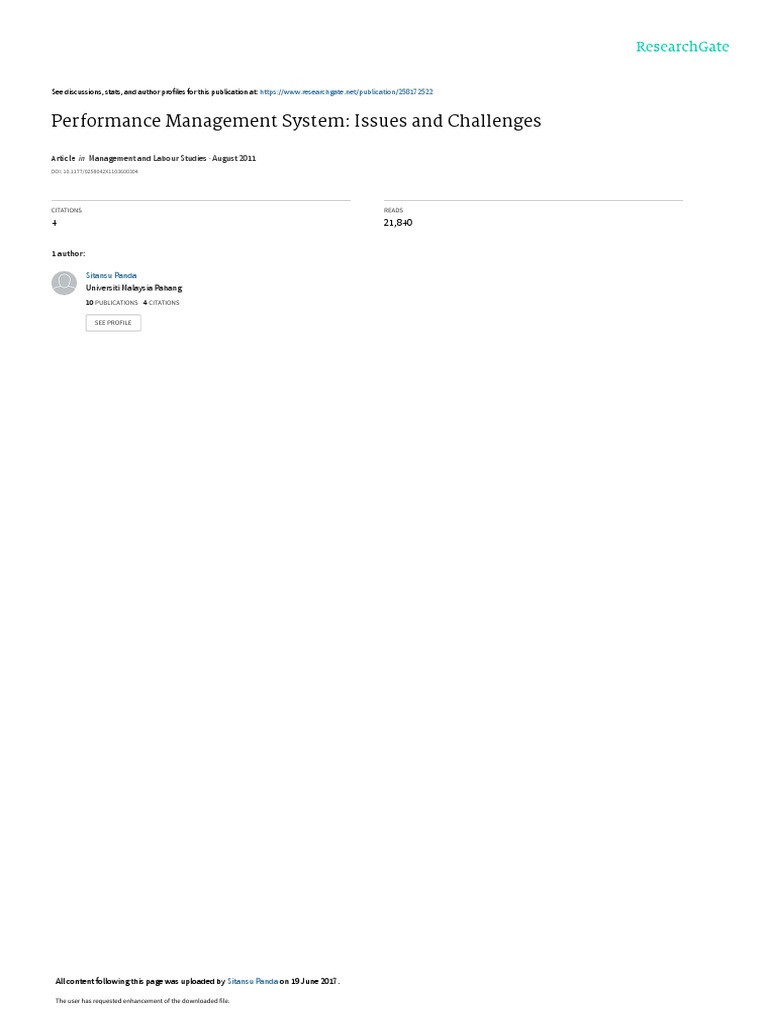 Performance Management System: Issues and Challenges | PDF | Performance Appraisal | Human ...