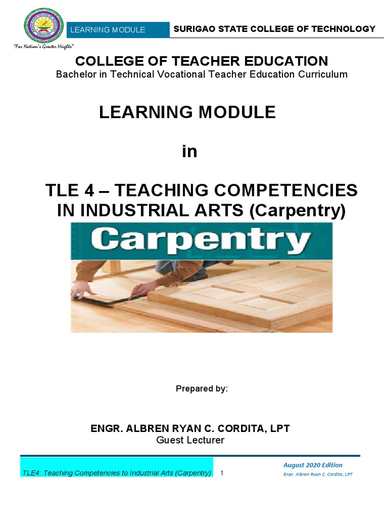 Carpentry Teaching Competencies Module | PDF | Carpentry | Wood