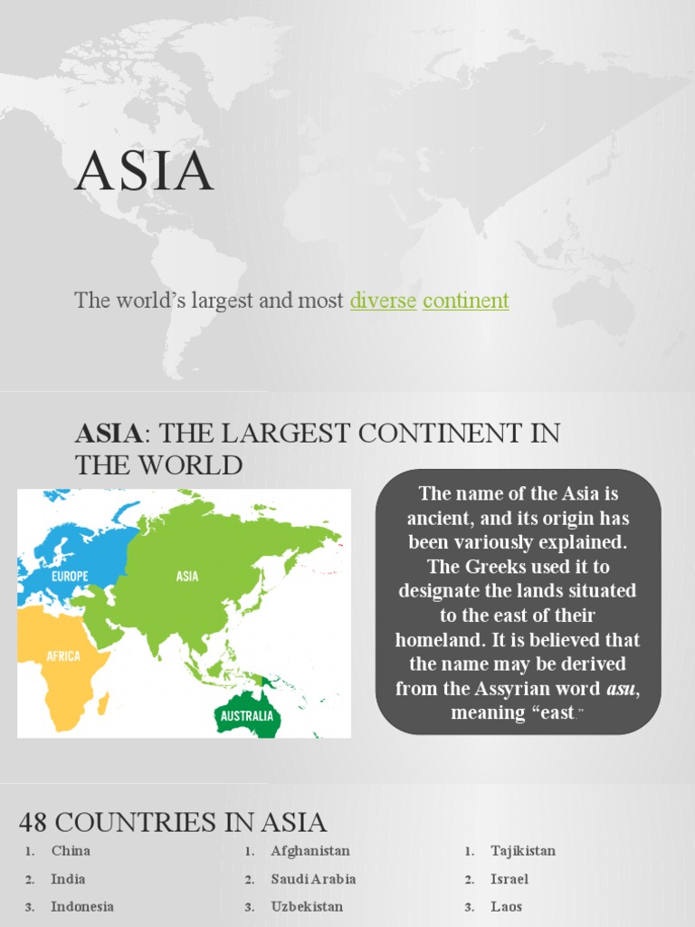 The World's Largest and Most: Diverse Continent | PDF | Asia | Thailand