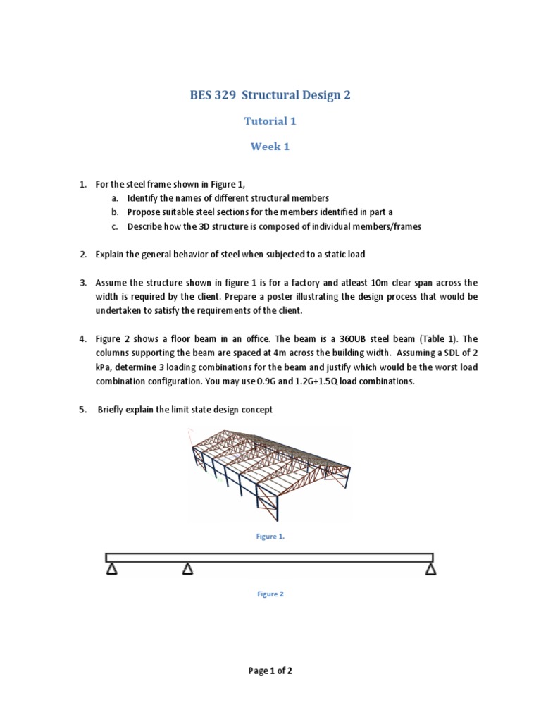 BES 329 Structural Design 2: Tutorial 1 Week 1 | PDF