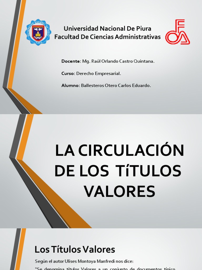 Ejemplos de La Forma de Circulación de Cada Título Valor | PDF ...