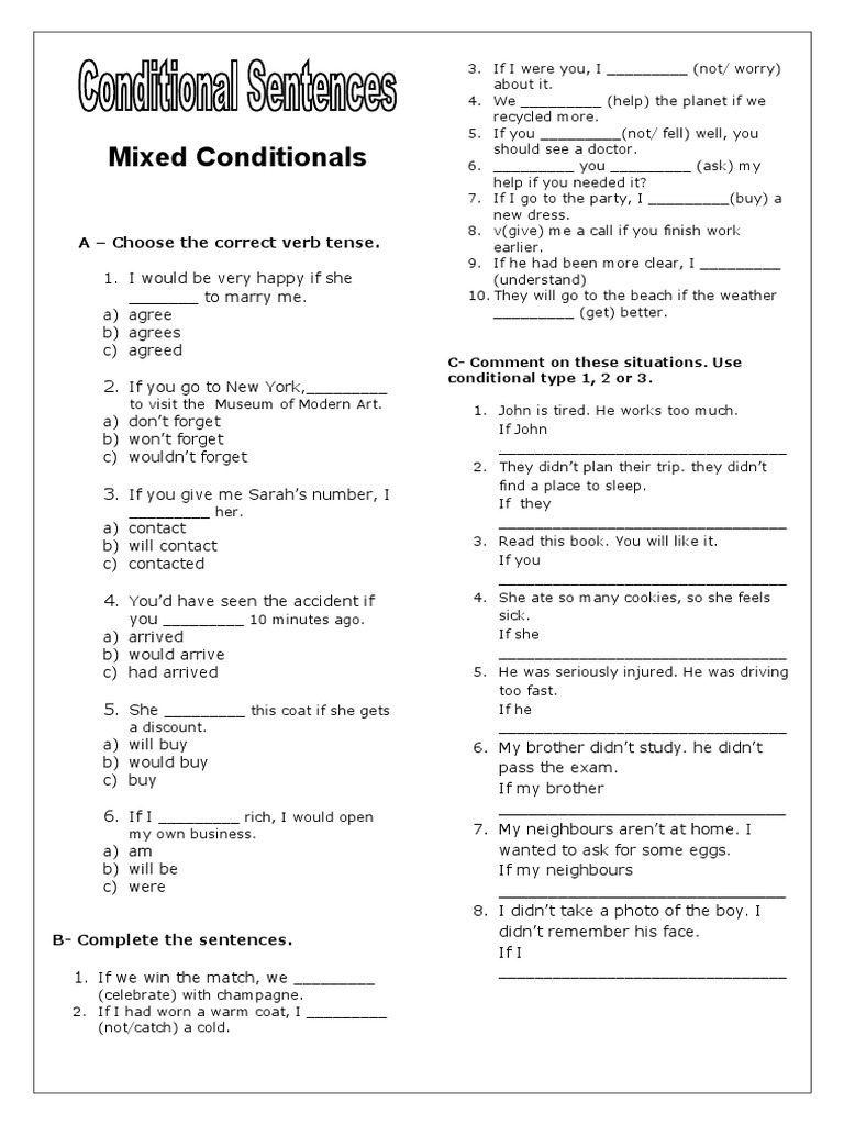 Mixed Conditional Exercises | PDF