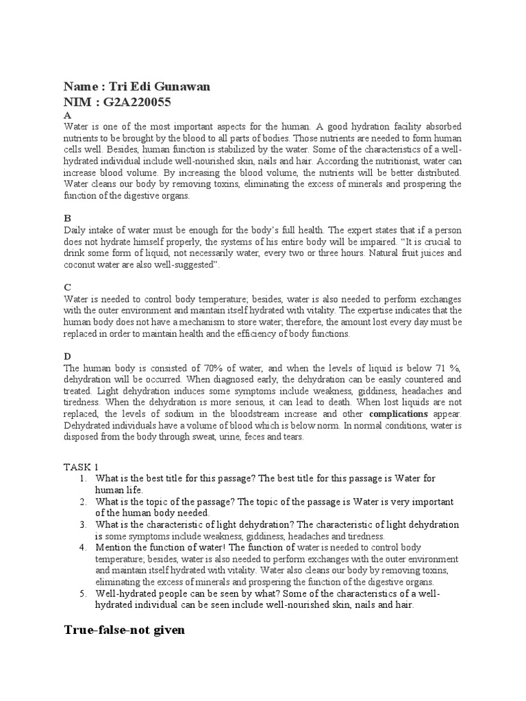 TASK MEETING 3-Tri Edi Gunawan - G2A220055 | PDF | Dehydration | Drinking
