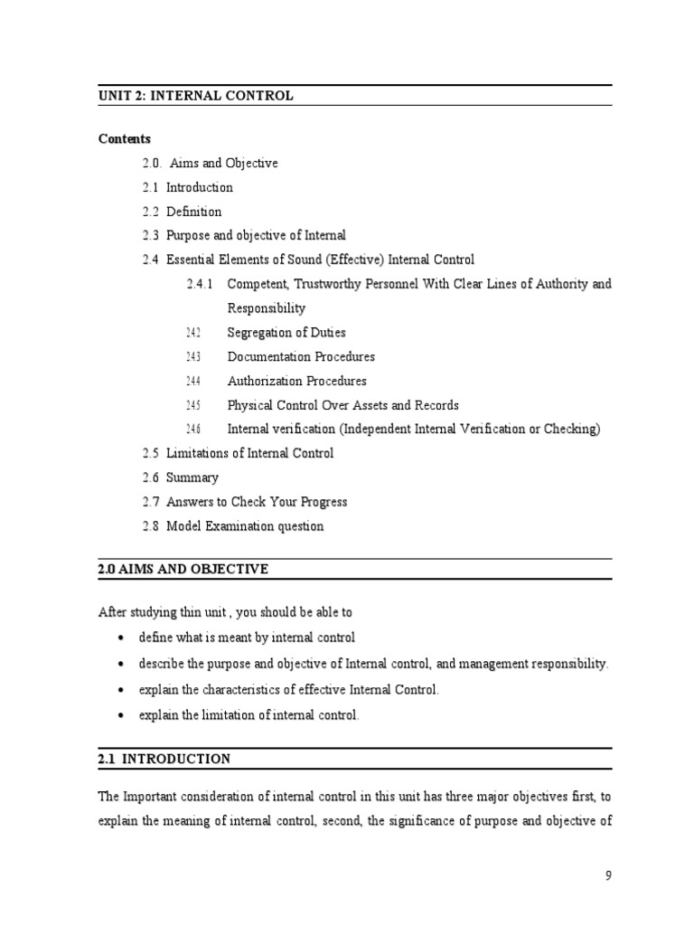 Unit 2: Internal Control | PDF | Internal Control | Audit