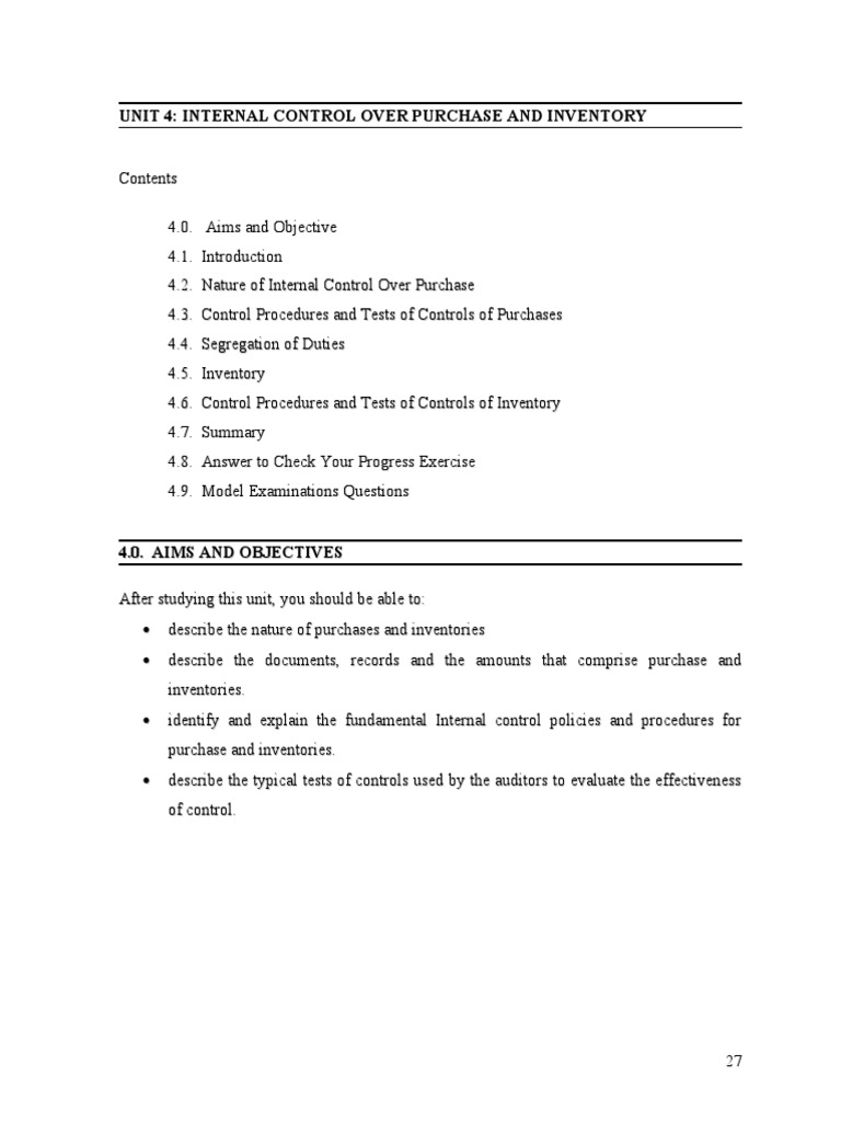 Internal Controls for Purchasing & Inventory Management | PDF ...