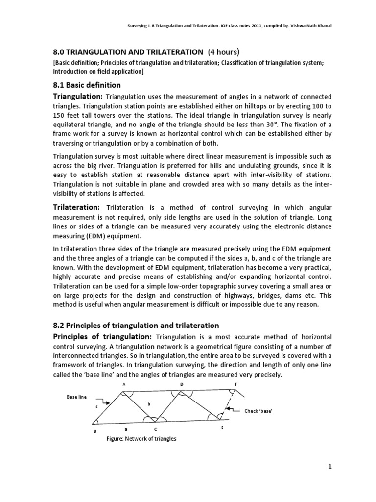 8 Triangulation and Trilateration | PDF | Surveying | Triangle