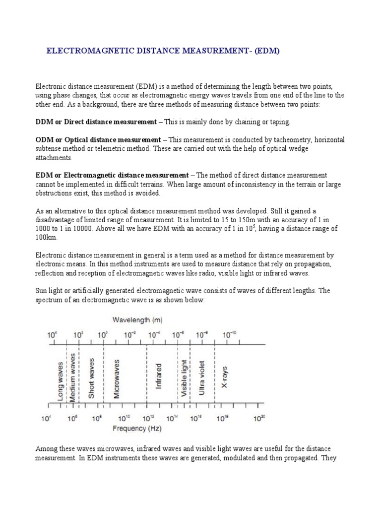 Electromagnetic Distance Measurement - (Edm) | PDF | Waves | Wavelength