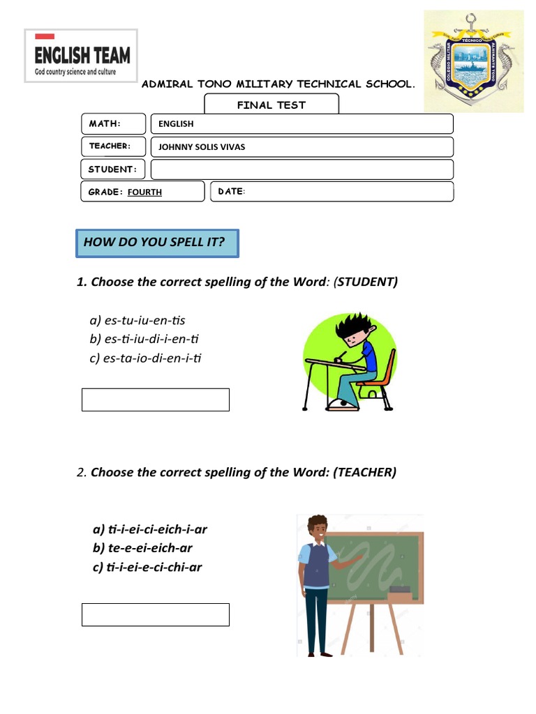 Cuarto Fourth Grade Final Test | PDF