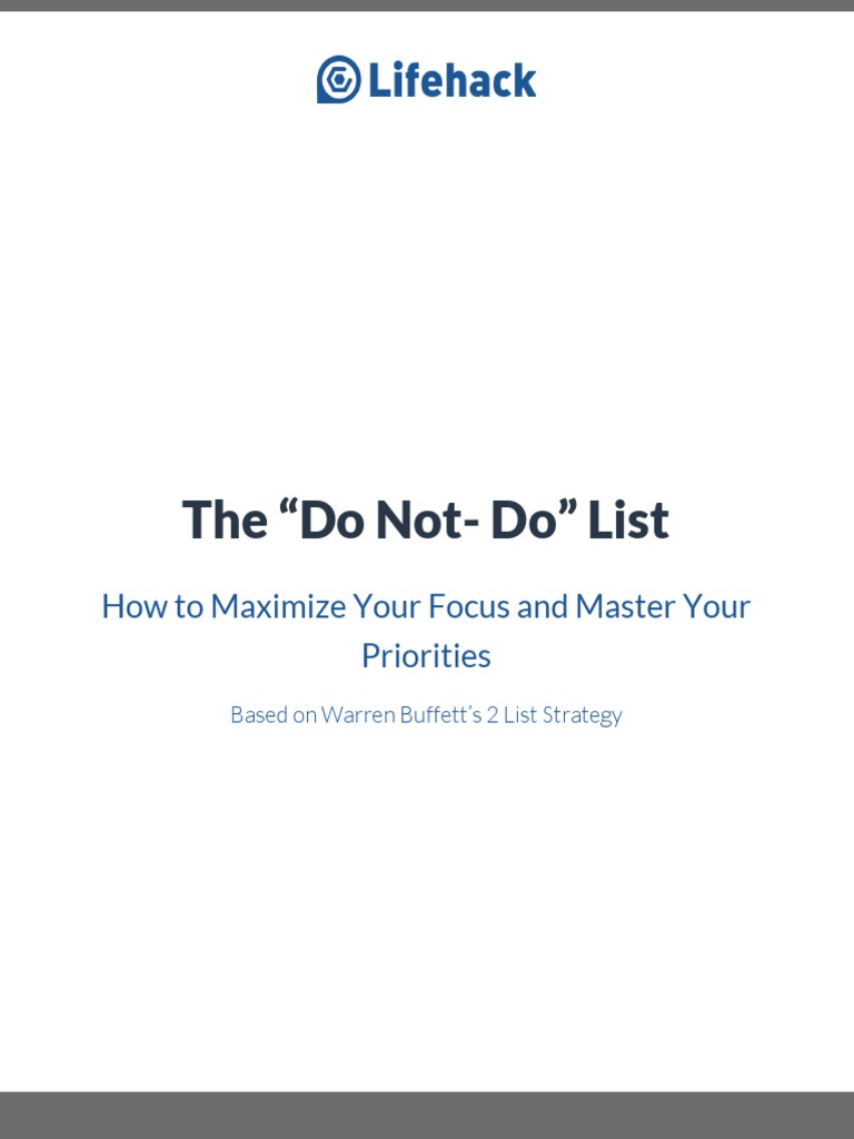 The "Do Not - Do" List | PDF | Applied Psychology | Cognitive Science