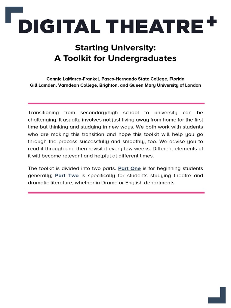 Drama Skills Starting University A Toolkit For Undergraduates | PDF ...