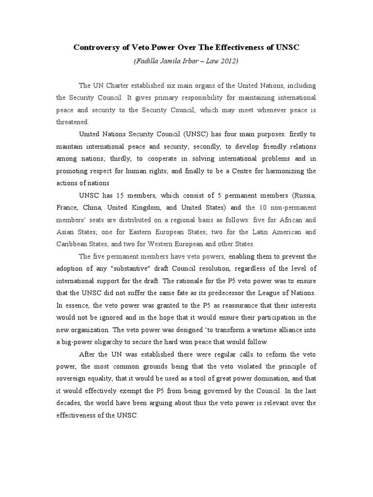 Controversy of Veto Power Over The Effec | PDF | Responsibility To ...