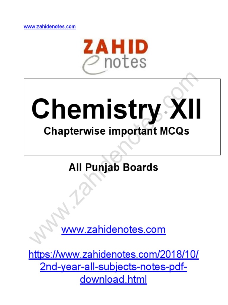 2nd Year Chemistry Mcqs Notes Chapterwise | PDF | Sodium | Chemical ...
