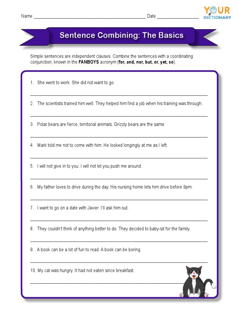 Sentence Combining: The Basics: FANBOYS Acronym (For, And, Nor, But, Or ...