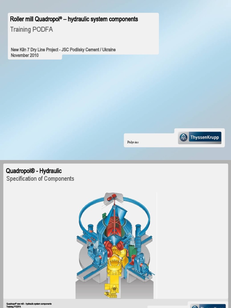 Training PODFA: Roller Mill Quadropol - Hydraulic System Components ...