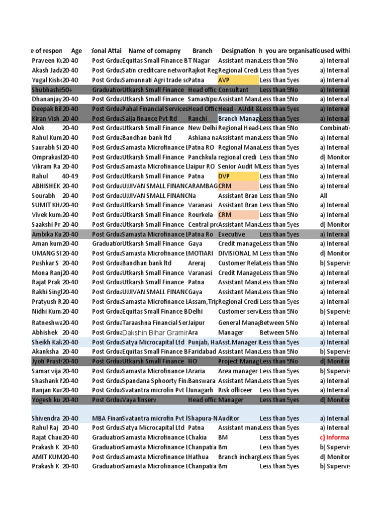 Questionnaire For Microfinance Institution-Risk Management and Internal ...