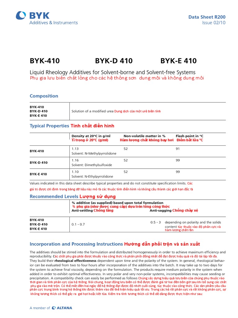 TDS - Byk 410 - En-Vn | PDF