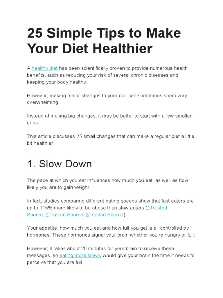 25 Simple Tips To Make Your Diet Healthier | PDF | Yogurt | Dieting