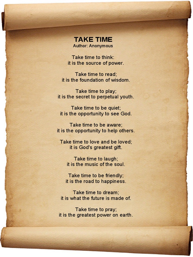 Take Time Poem | PDF