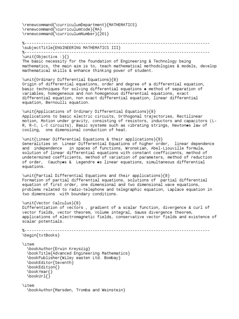 MA201 | PDF | Differential Equations | Equations