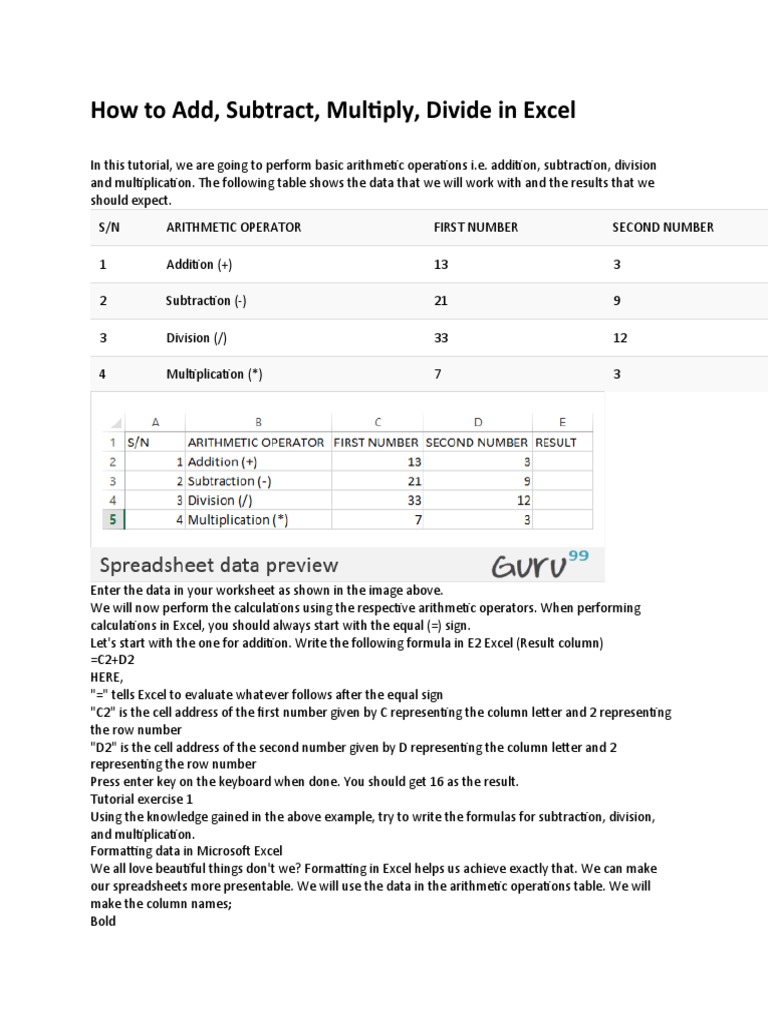 Excel Basics for Beginners | PDF | Microsoft Excel | Multiplication