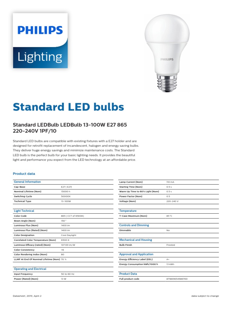 Lighting Lighting: Standard LED Bulbs | PDF | Incandescent Light Bulb ...