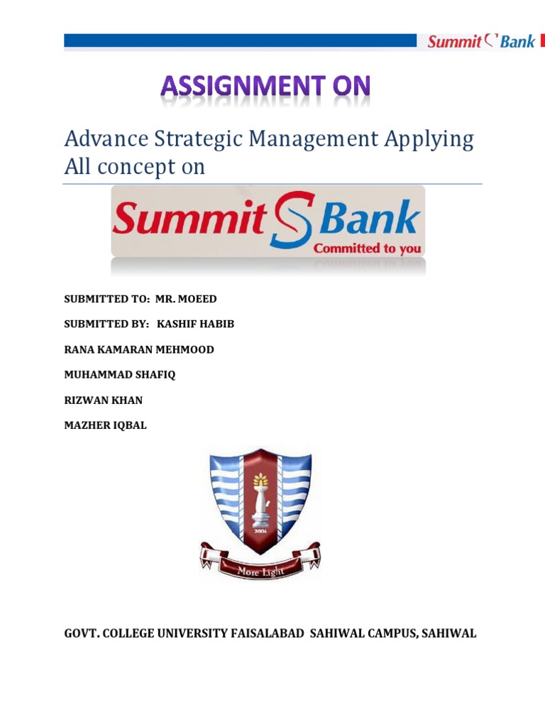 Summit Bank Strategic Management Analysis | PDF | Internal Control | Banks