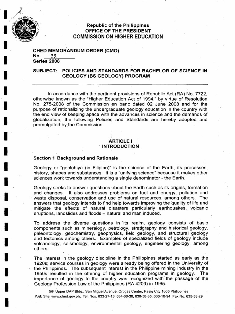 CMO-No.35-s2008 - BS GEOLOGY | PDF