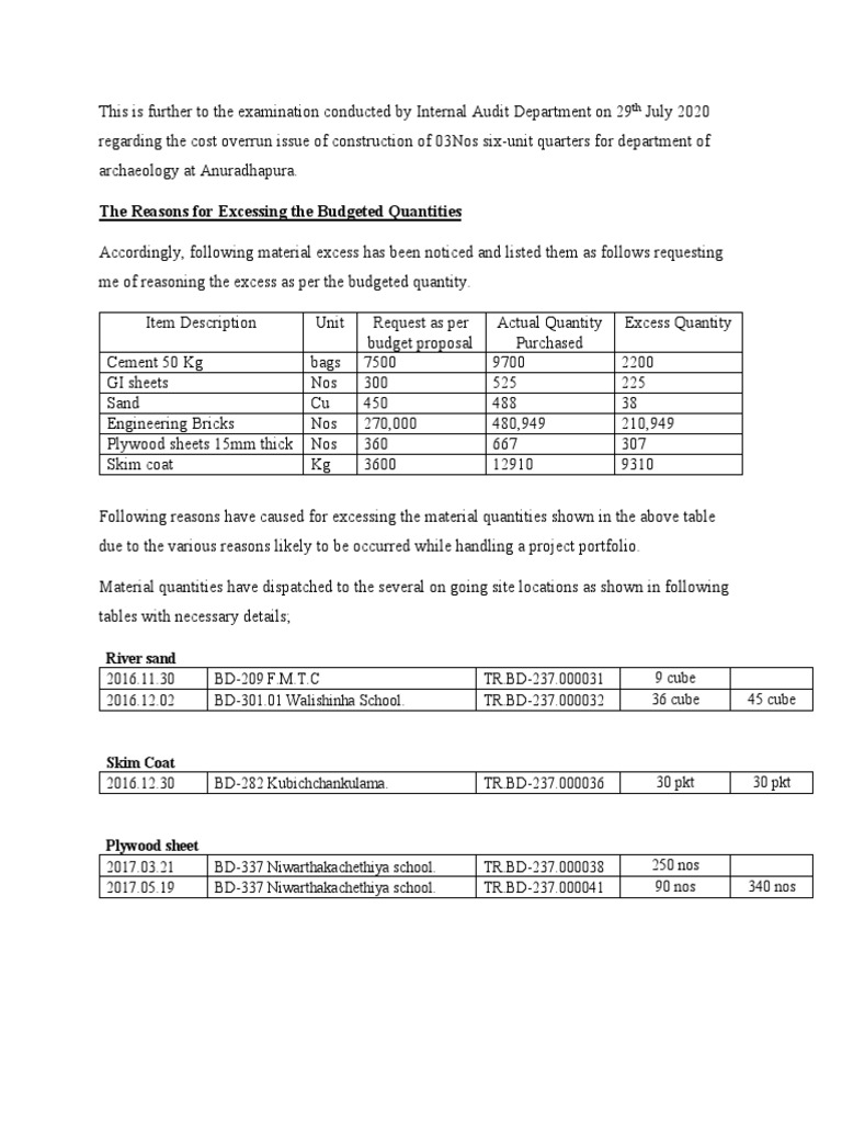 Material Excess and Rate Difference | PDF | Business | Nature