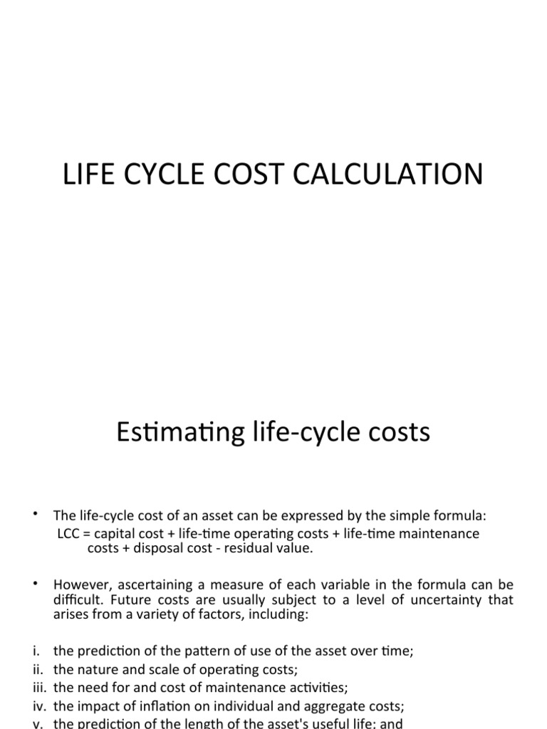 Lecture Note 5 - BSB315 - LIFE CYCLE COST CALCULATION | Download Free ...
