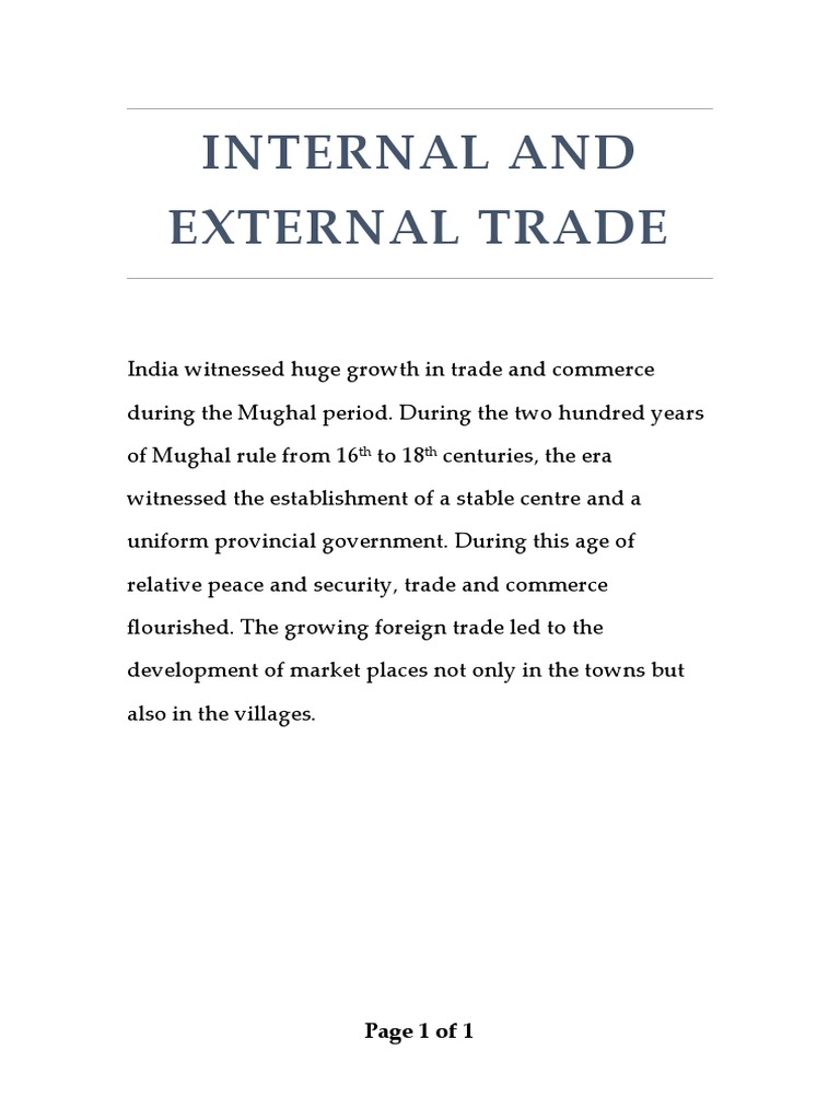 Internal and External Trade | PDF