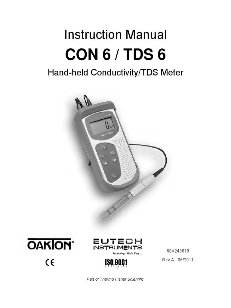 Con 6 / Tds 6: Instruction Manual | PDF | Calibration | Parts Per Notation