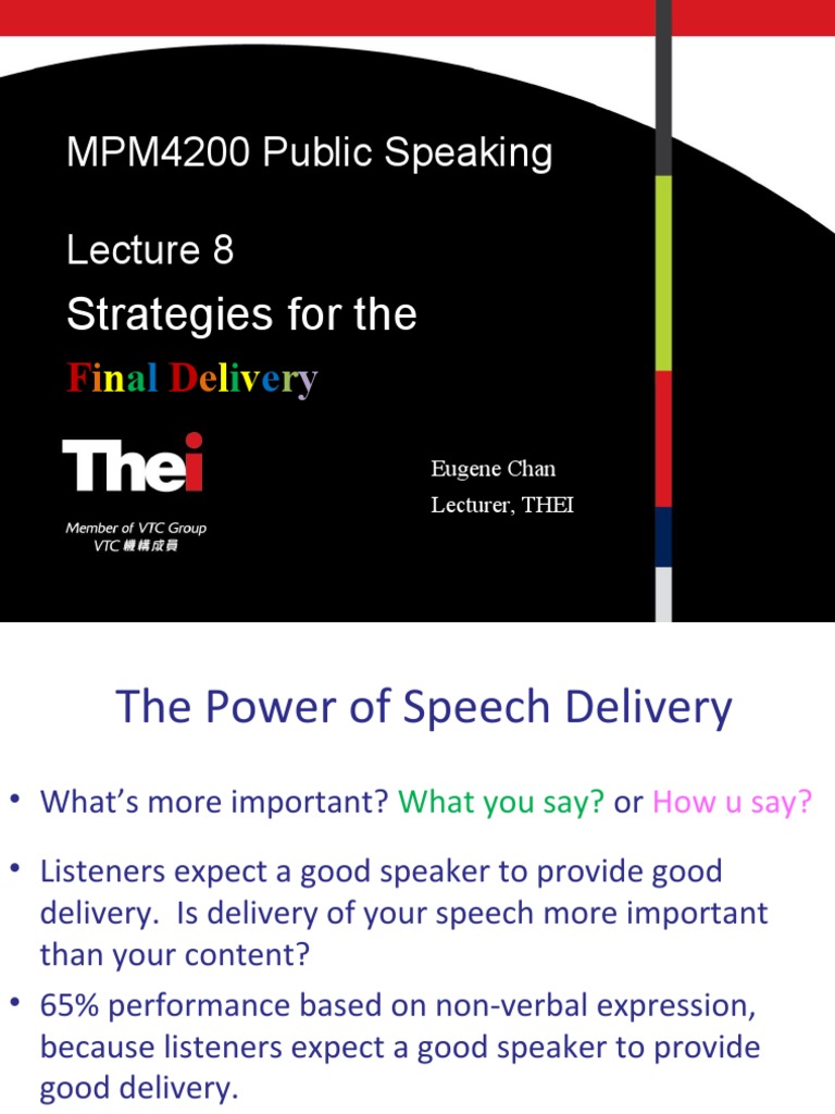 Public Speaking Session 8 - Strategies For Final Delivery | PDF ...
