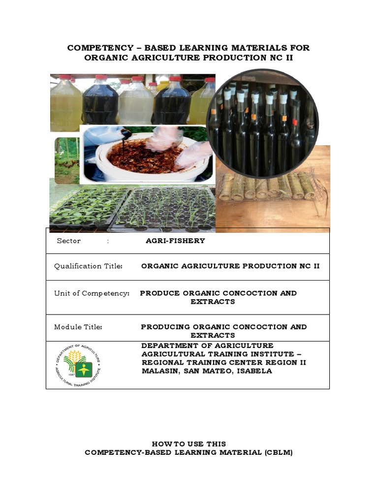 Competency - Based Learning Materials For Organic Agriculture ...