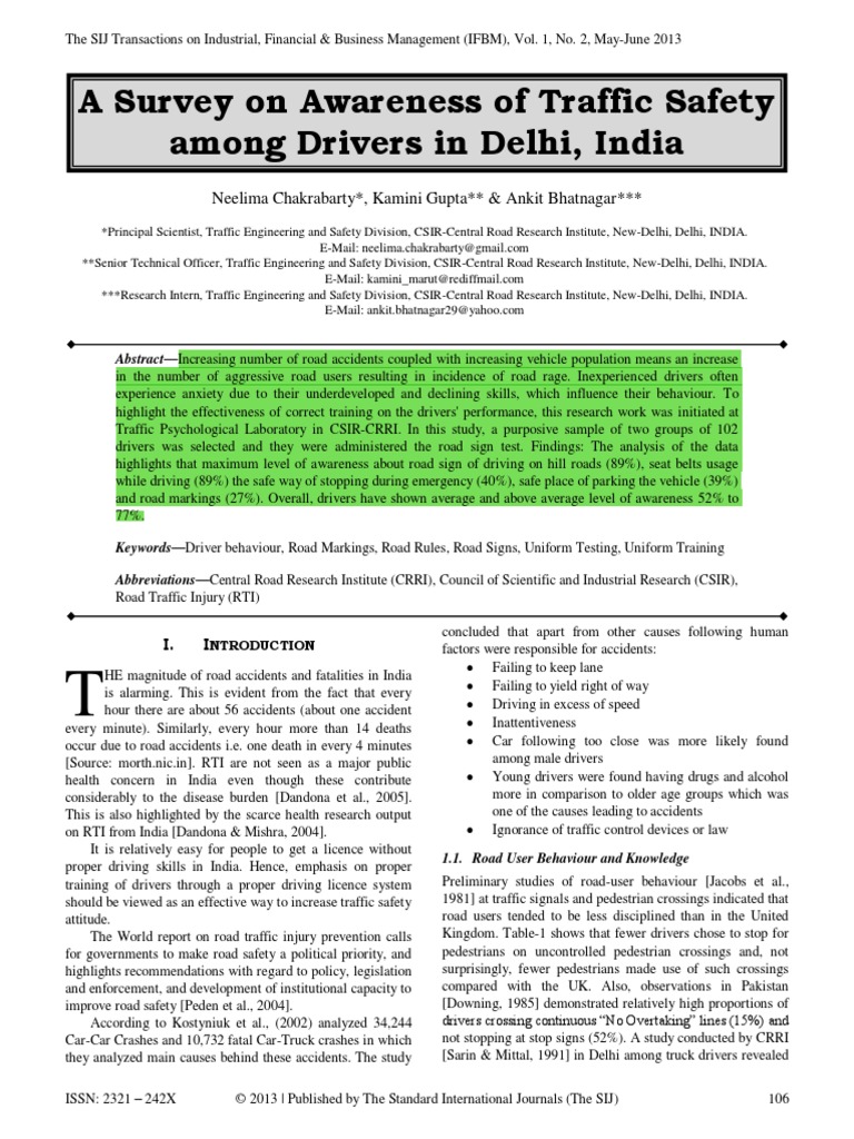 Awareness of Road Rules and Road Signs A PDF | PDF | Traffic Collision ...