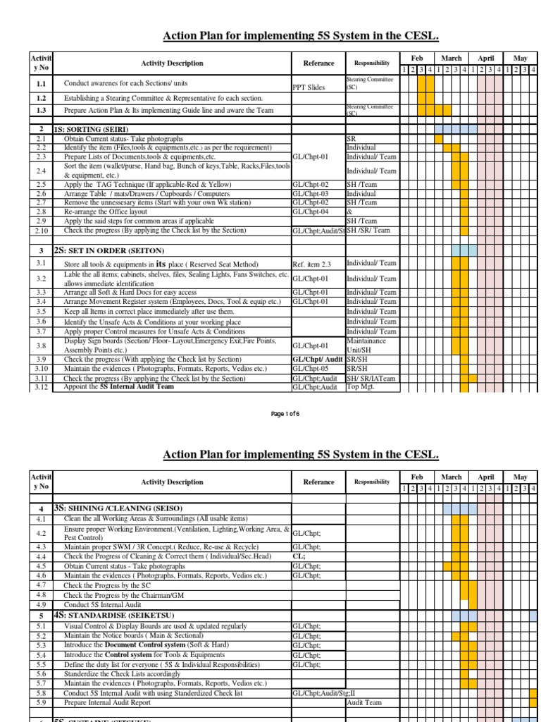 5S Implementation Action Plan Guide | PDF | Audit | Business