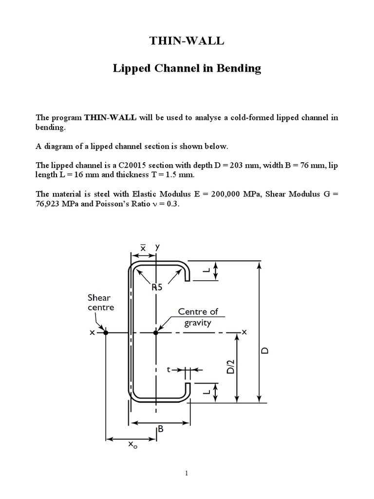 C20015 Lipped Channel Bending Analysis | PDF | Buckling | Bending