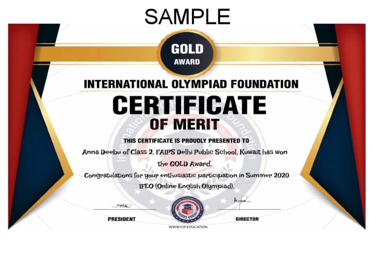 International Olymic FOundation SAMPLE-Certificate | PDF