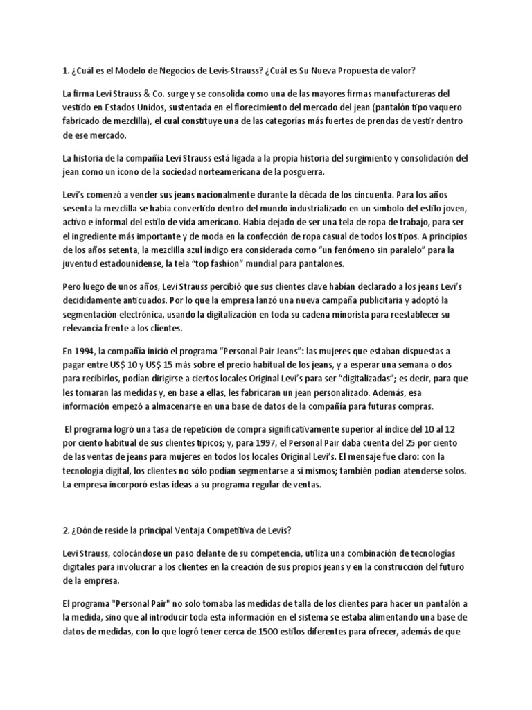 Caso Levis | Descargar gratis PDF | Pantalones | Cadena de valor