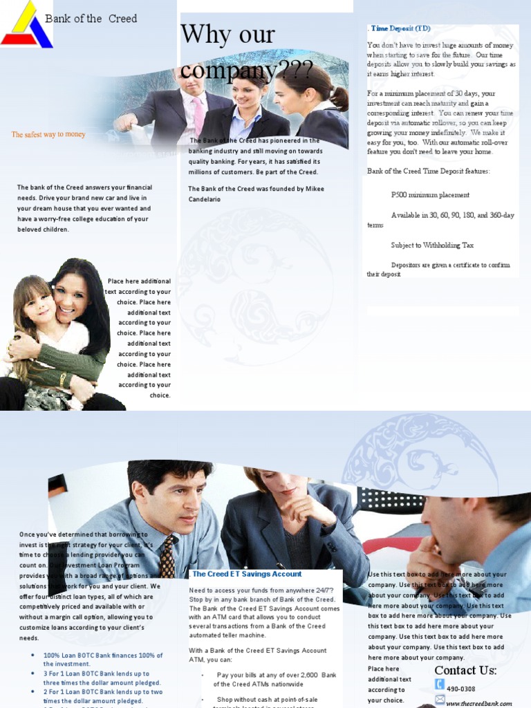 Why Our Company???: Bank of The Creed | PDF | Automated Teller Machine ...