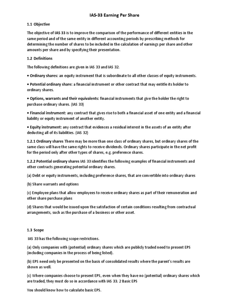IAS-33 Earning Per Share | PDF | Dividend | Preferred Stock
