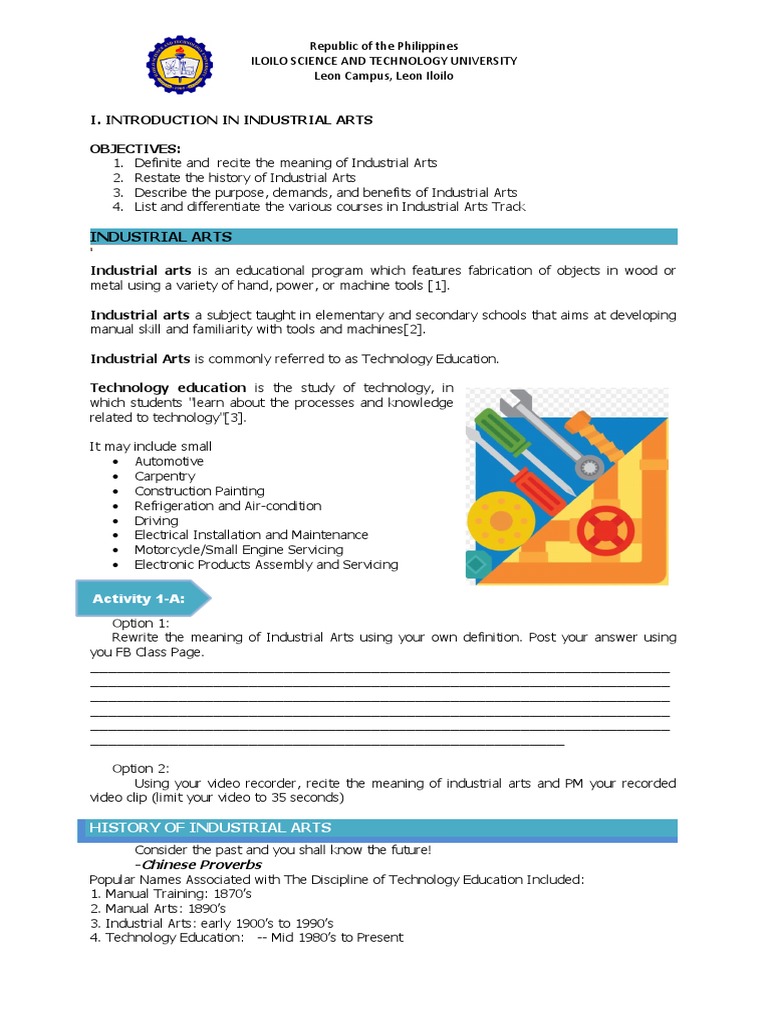 Lesson 1. Introduction in Industrial Arts | PDF | Welding | Construction