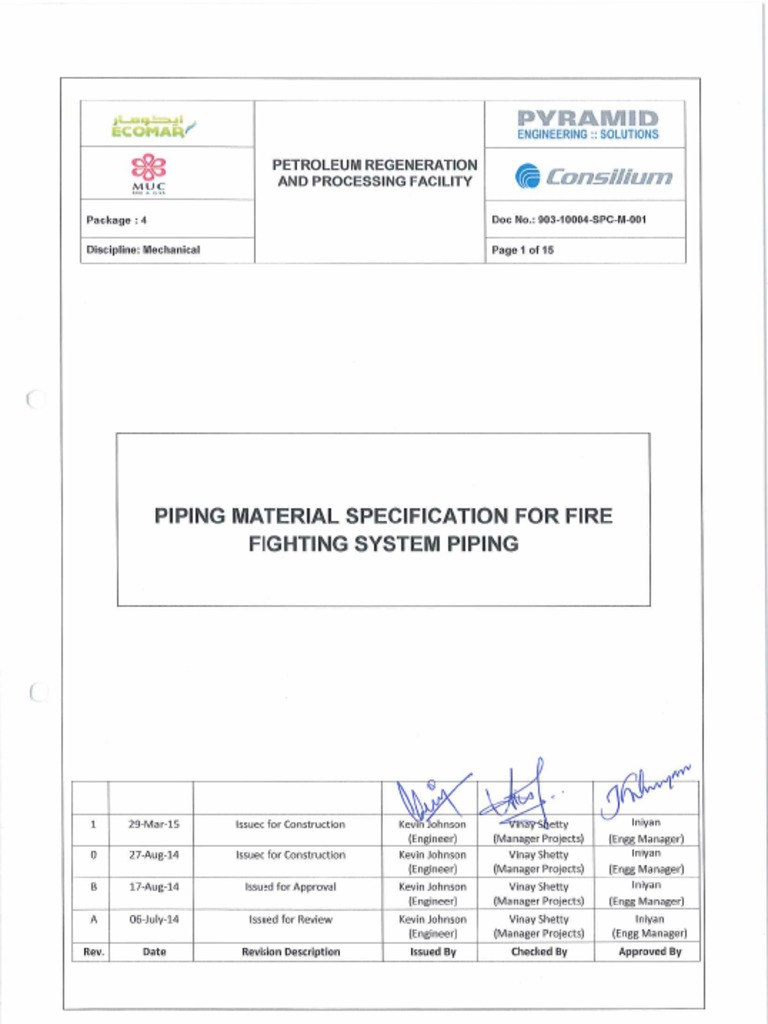 Fire Fighting Piping Material Spec | PDF | Pipe (Fluid Conveyance) | Screw