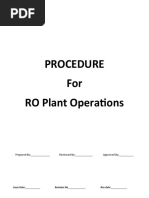 SOP For RO PLANT | PDF | Chemical Engineering | Water