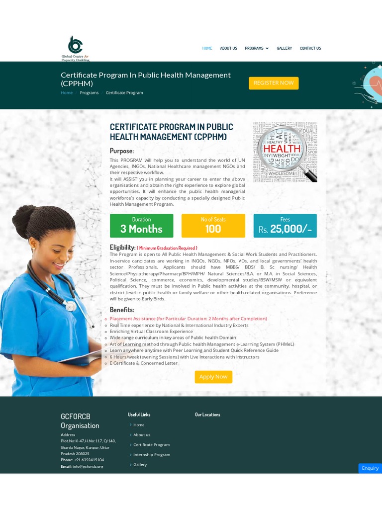 Certificate Program in Public Health Management | PDF